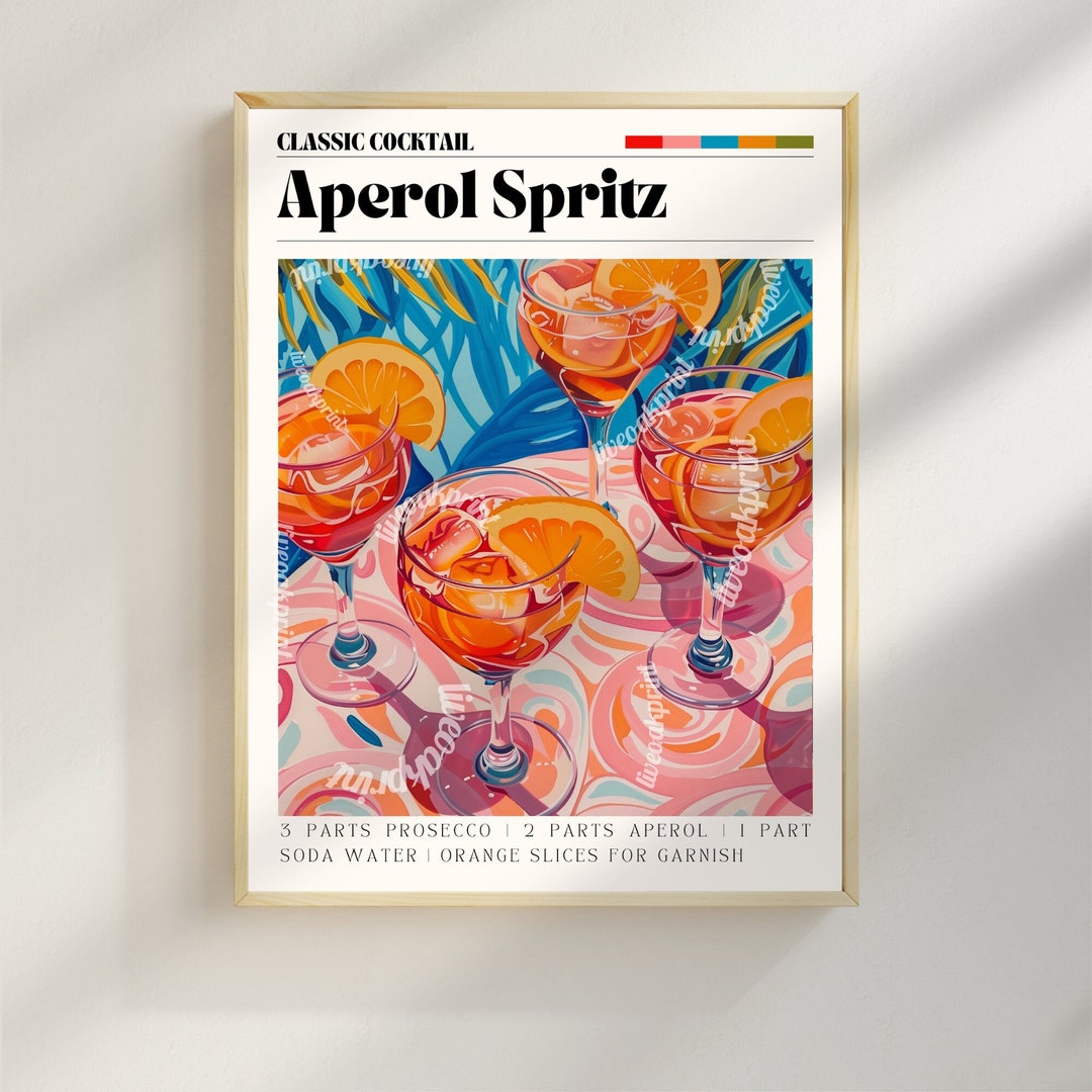 Aperol Spritz Print Aperol Spritz Wall Art Bar Cart Art Classic ...