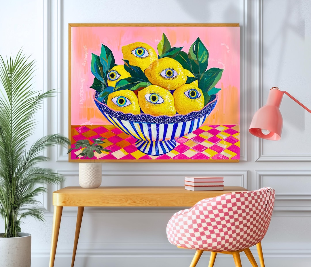 All Seeing Lemon Eye Print - Surreal Lemon Wall Art - Funky Kitchen ...