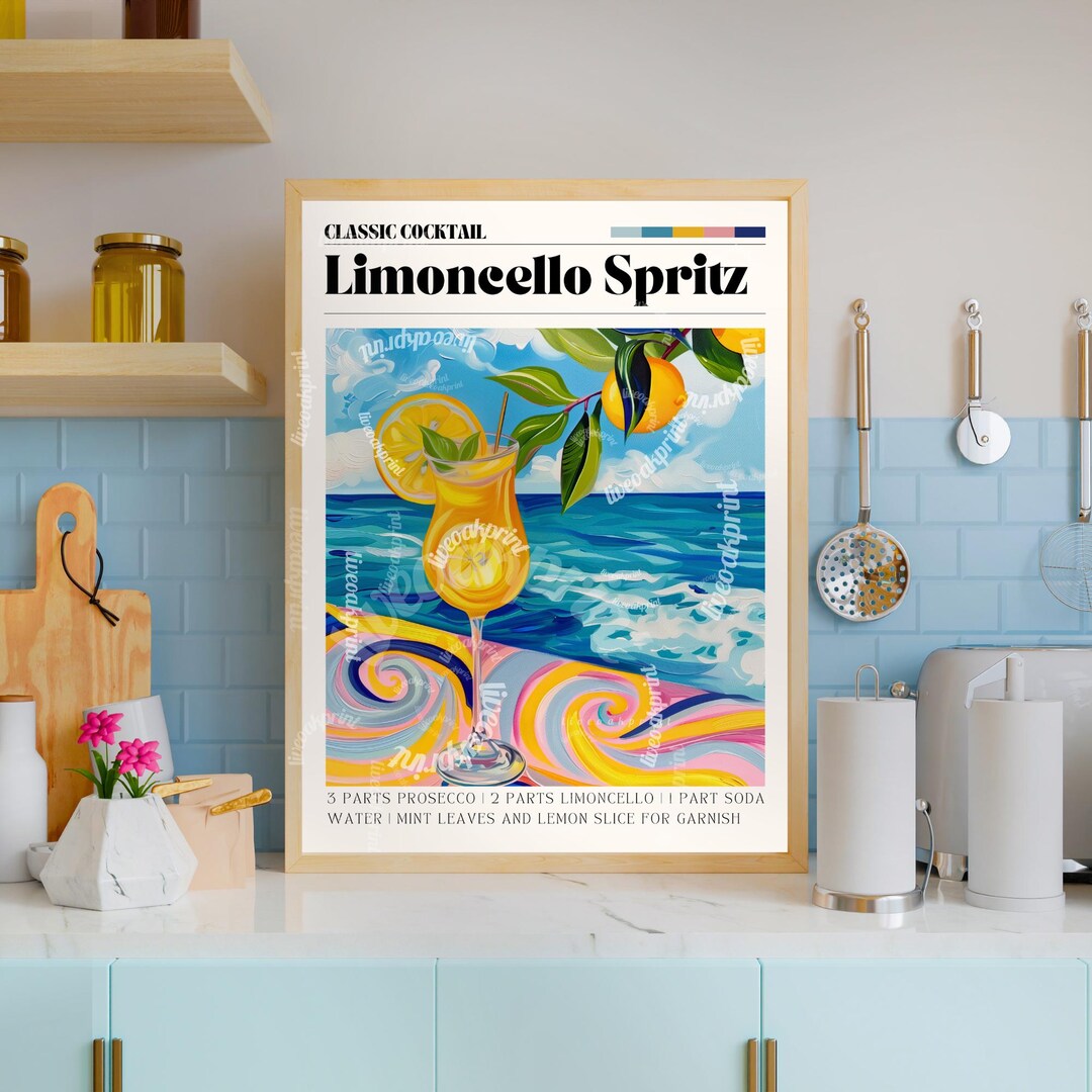 Limoncello Spritz Print Limoncello Spritz Wall Art Bar Cart Art Classic ...