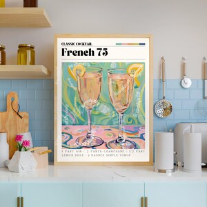 French 75 Print - French 75 Wall Art - Bar Cart Art - Classic Cocktail ...