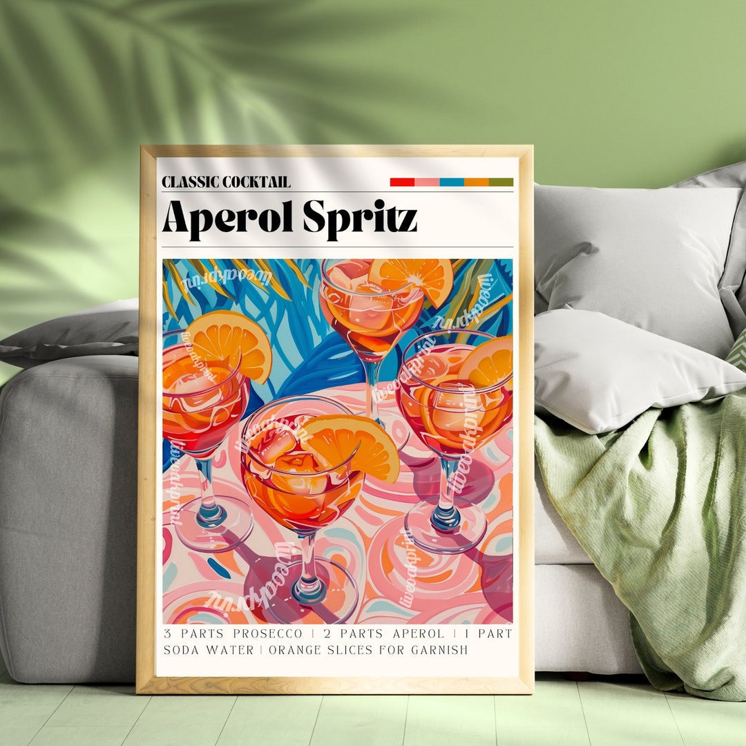 Aperol Spritz Print - Aperol Spritz Wall Art - Bar Cart Art - Classic ...
