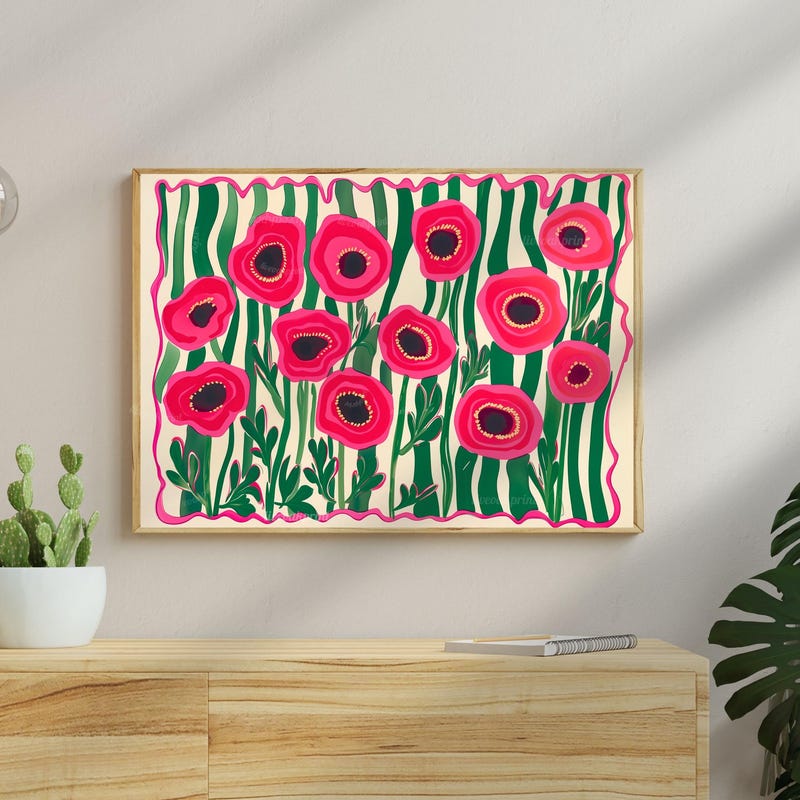 Poppy Wall Art Landscape - Etsy