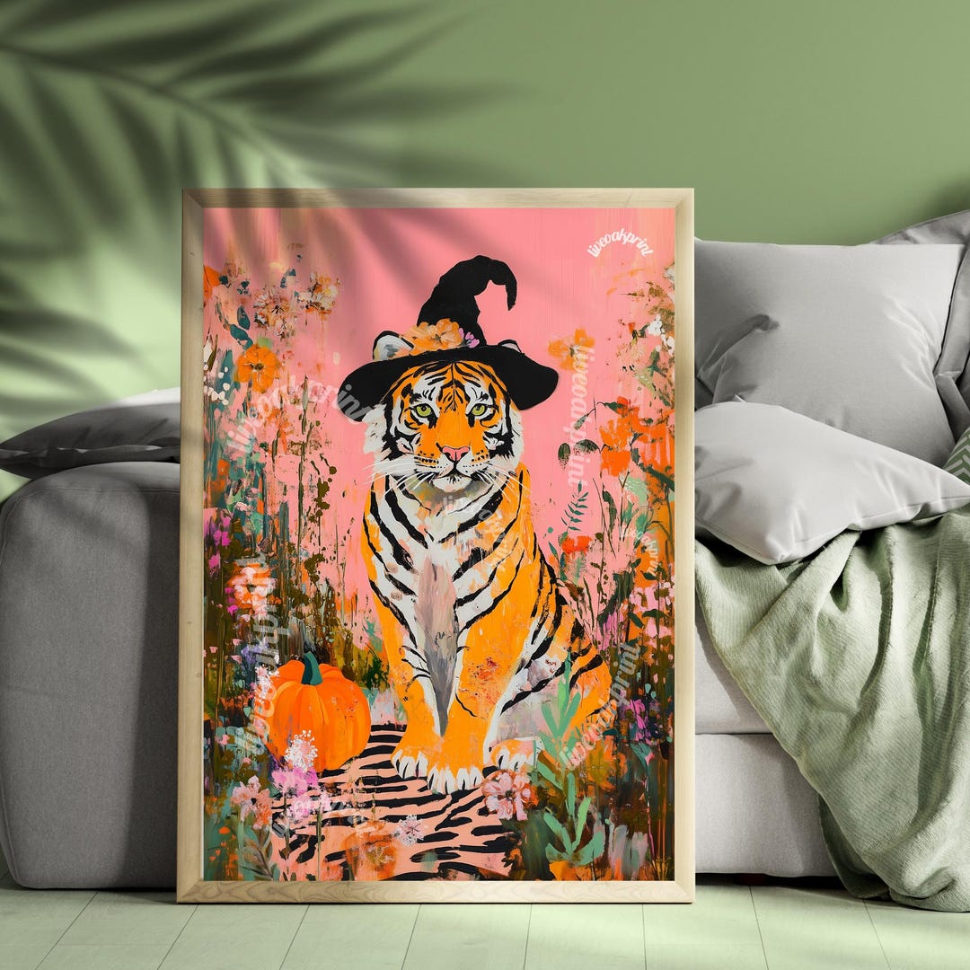 Tiger Witch! - Cute Tiger Halloween Print - Spooky Season Print ...