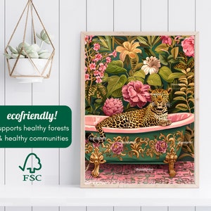 Luxurious Leopard in A Bathtub - Maximalist Bathroom Decor - Leopard ...