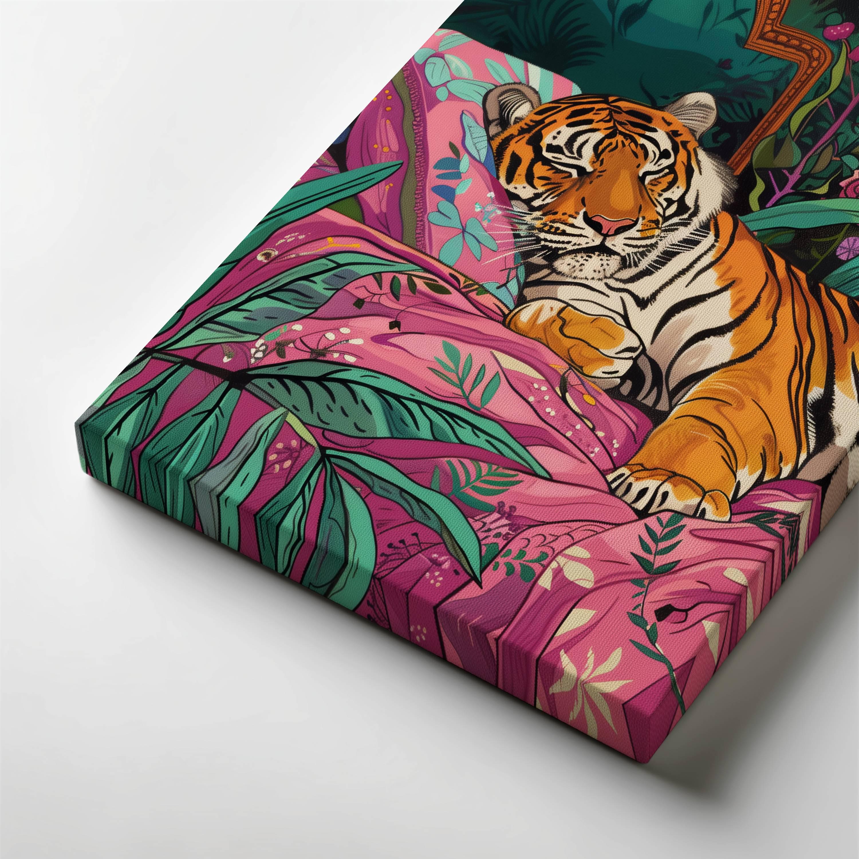 Sleeping Tiger in Bed Art Print – Maximalist Jungle Wall Art, Bold ...