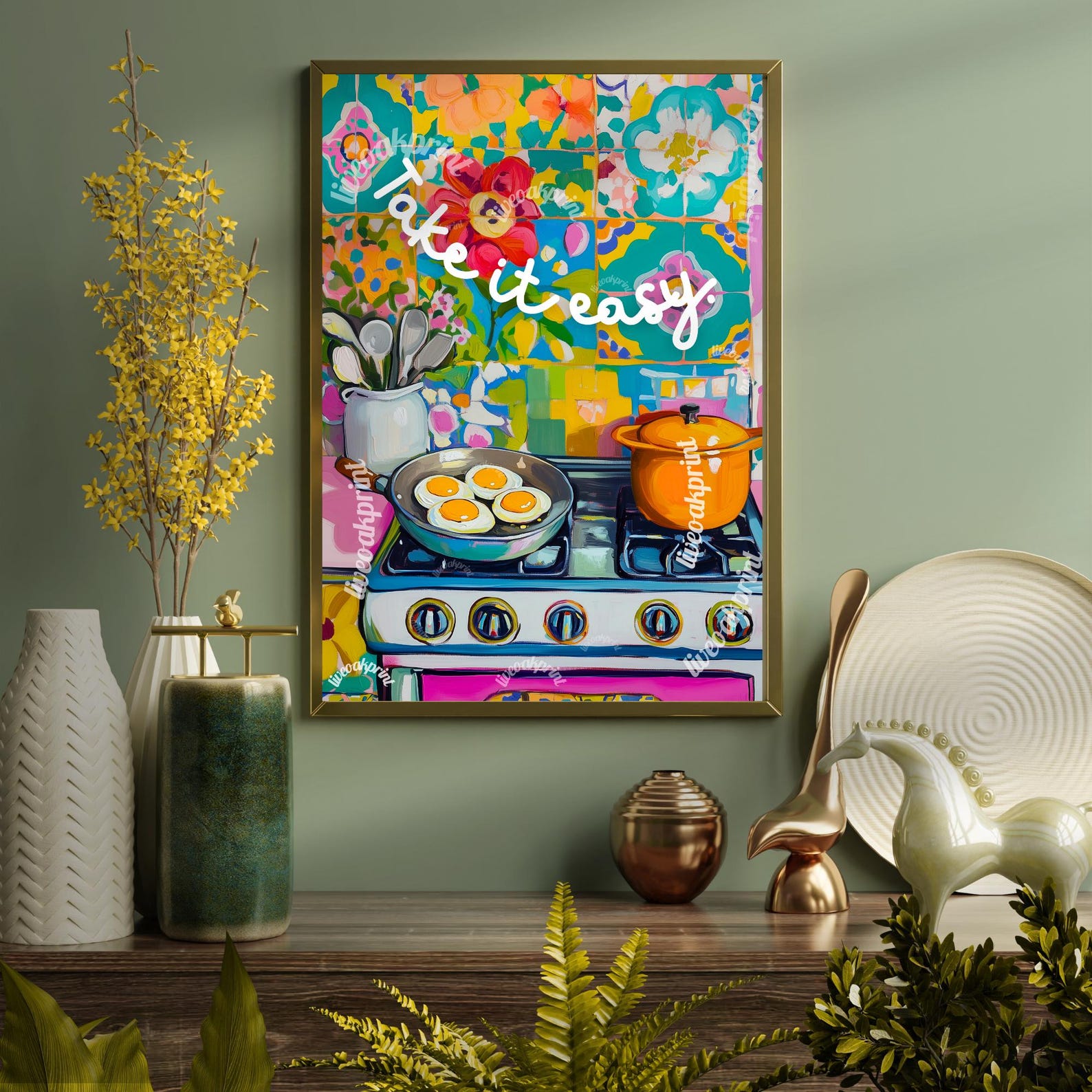 Eggs Over Easy Kitchen Print – Colorful Eclectic Wall Art - Etsy