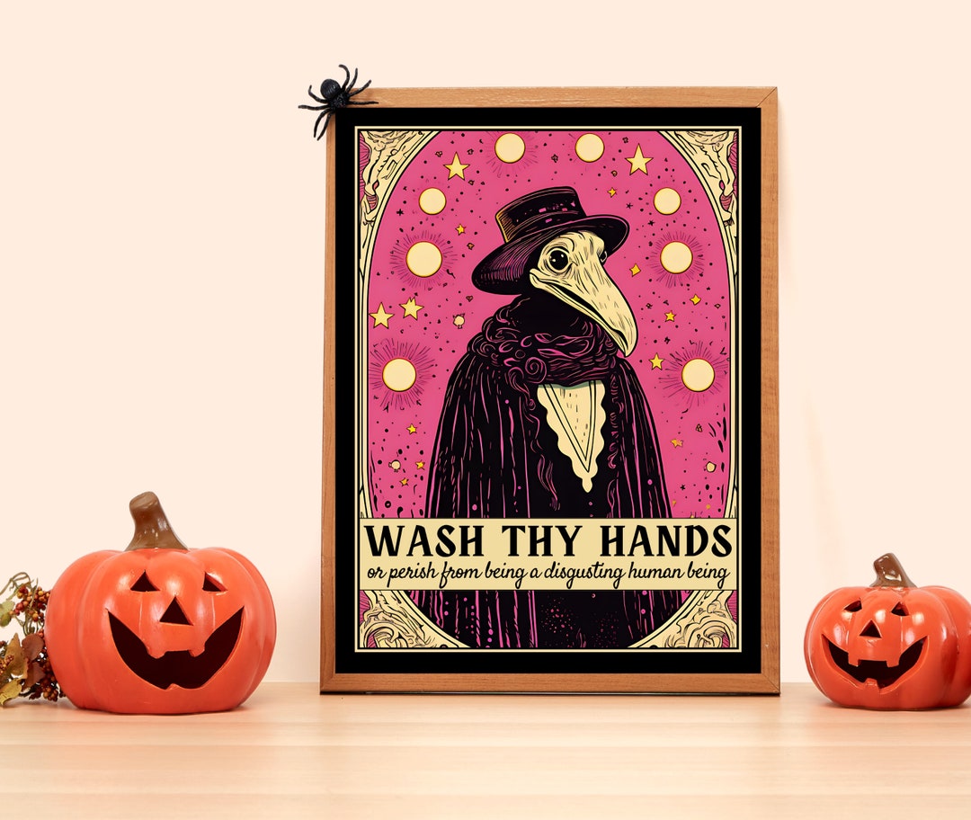 Wash Your Hands Poster Halloween Plague Doctor Bathroom Art Physical ...