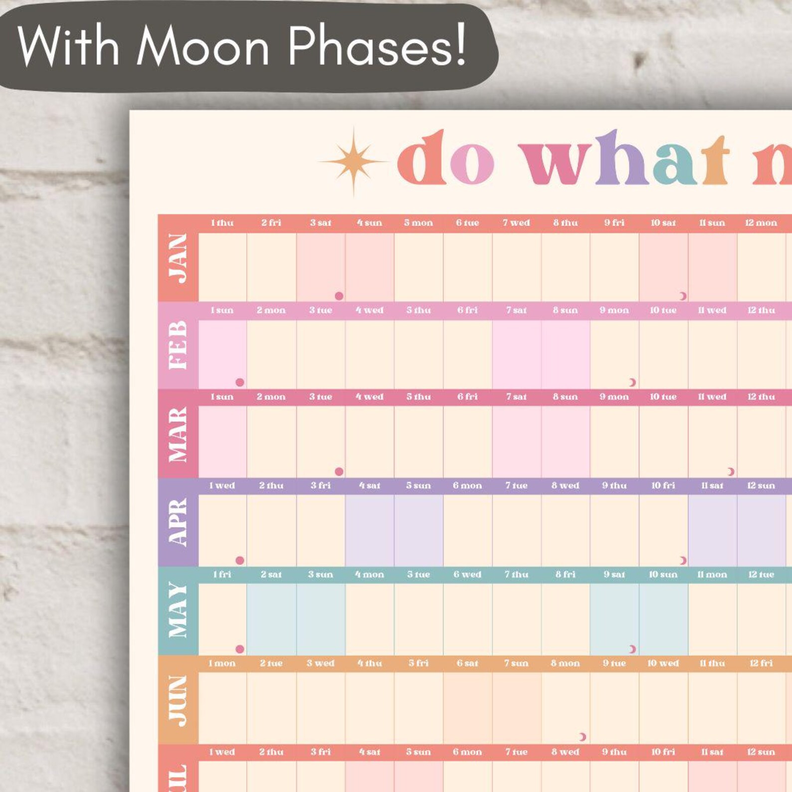 2026 One Page Wall Calendar: Bright Pastels - Large Year at A Glance ...