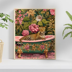 Luxurious Leopard in A Bathtub - Maximalist Bathroom Decor - Leopard ...