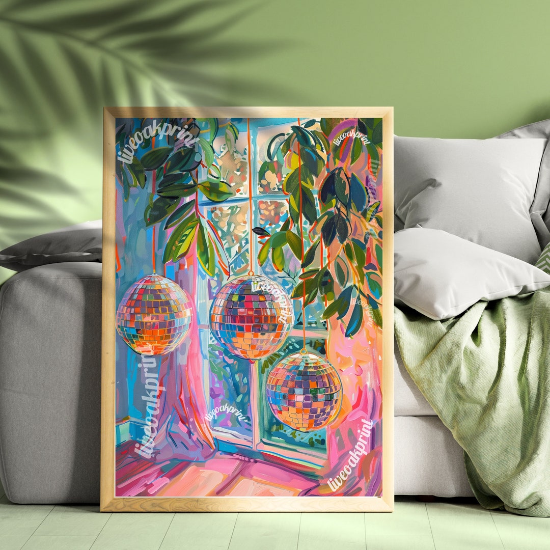 Blue and Pink Disco Balls Print - Disco Wall Art - Disco Ball Decor ...