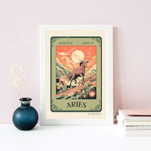 Aries Tarot Print Aries Tarot Card Poster Aries Wall Art Aries Zodiac ...