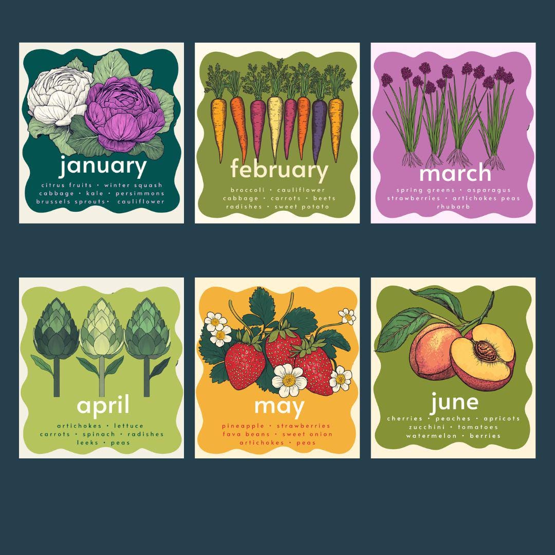 Seasonal Produce Perpetual Calendar – Date Book Colorful Forever ...