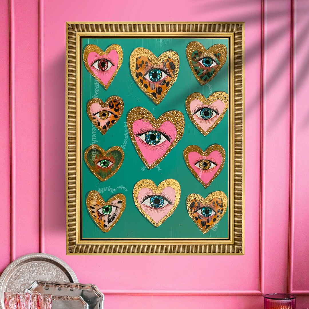 Heart Eye Art Print – Green Maximalist Wall Art – Funky Coquette Decor ...