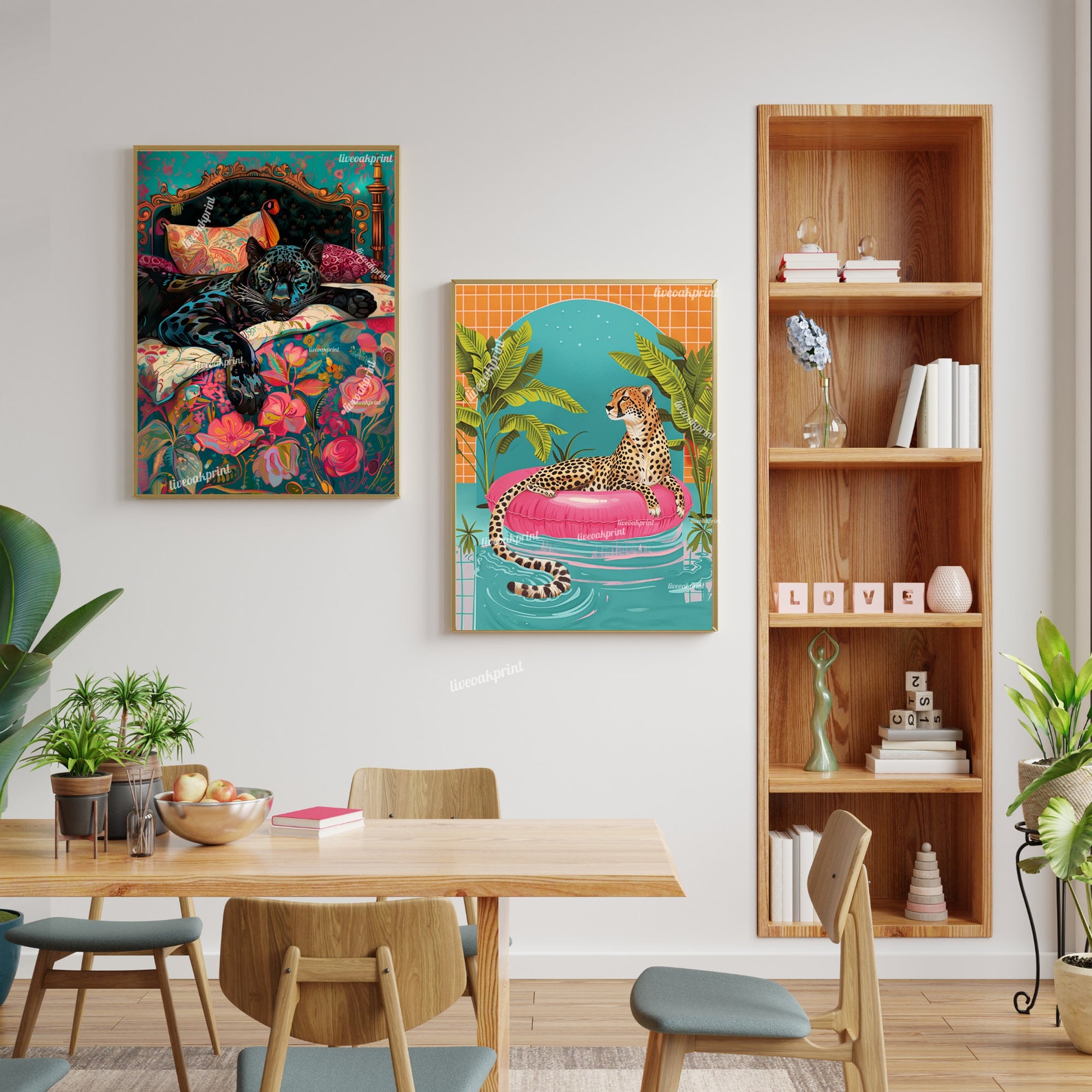Cheetah Floating in a Pool - Summer Wall Art - Maximalist Wall Art ...