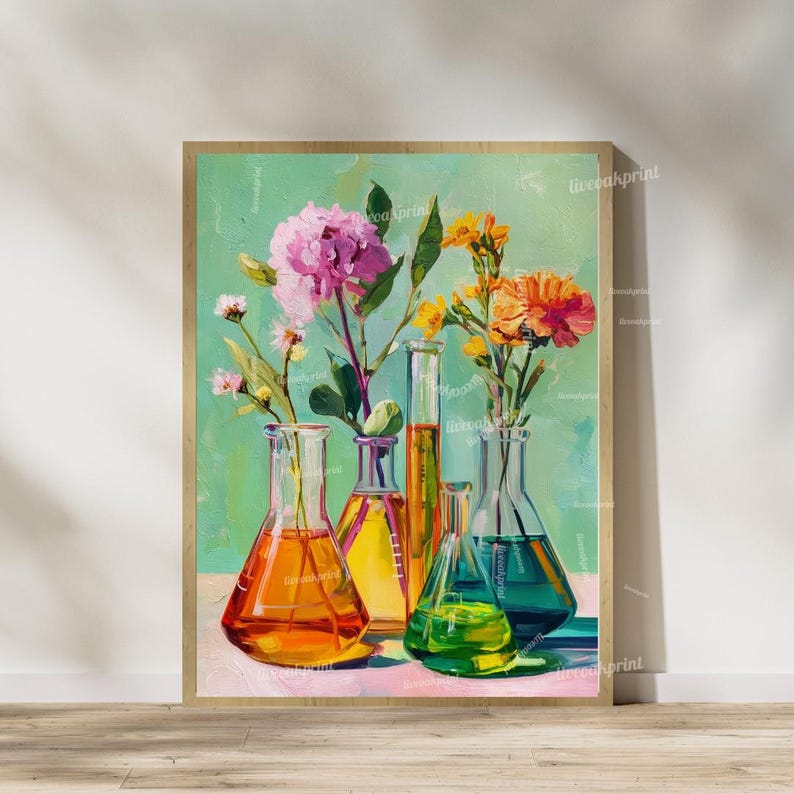 Science Beaker Flower Art Prints – Botanical Chemistry Set of 2 - Etsy