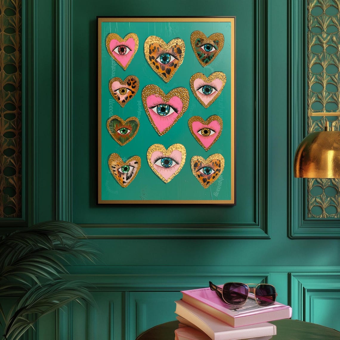 Heart Eye Art Print – Green Maximalist Wall Art – Funky Coquette Decor ...