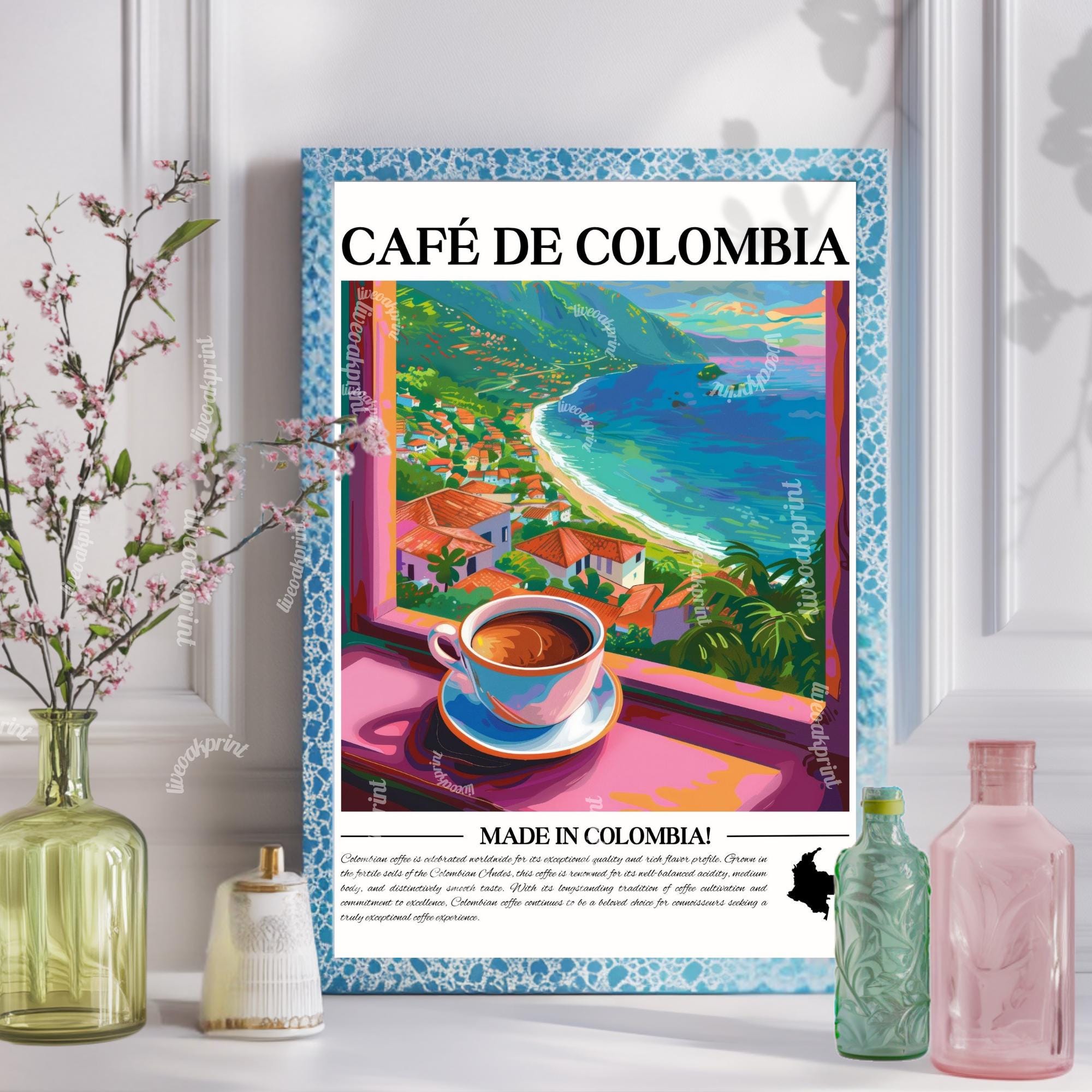 Café De Colombia Wall Art - Colombian Coffee Print Colombia Kitchen ...