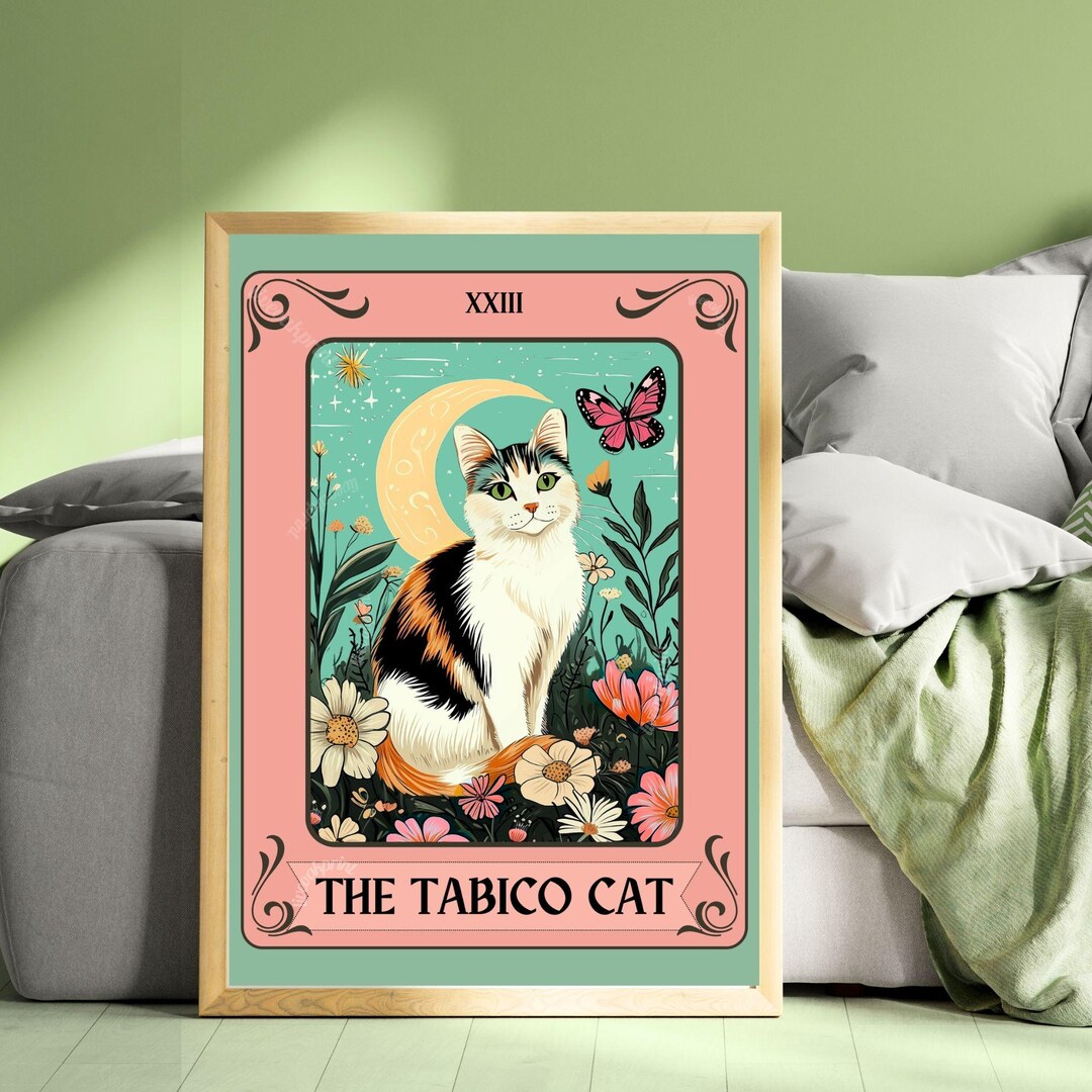 The Tabico Cat Tarot Card - Gift for Cat Owners Wall Art Witchy Cat ...