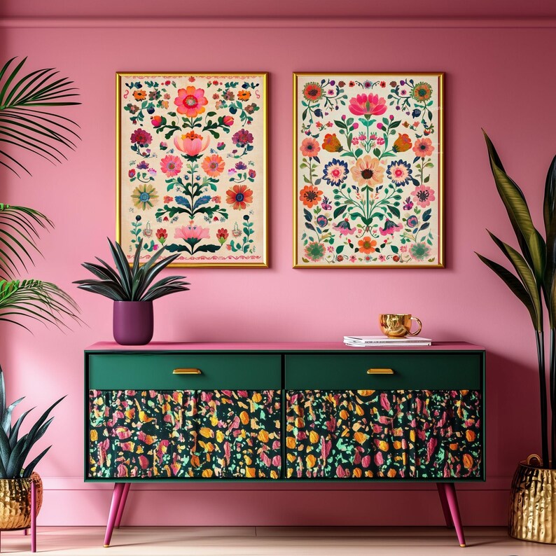 Mexican Wall Art - Mexican Folk Art Inspired Vintage Mexico Art Print ...