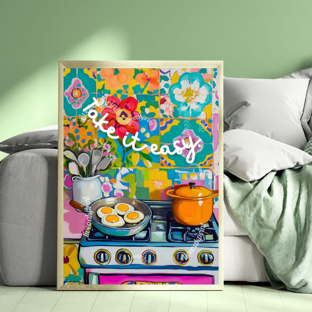 Eggs Over Easy Kitchen Print – Colorful Eclectic Wall Art - Etsy