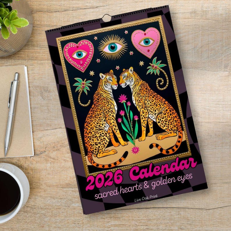 Surreal 2026 Wall Calendar: Sacred Hearts and Golden Eyes - Boho Wall ...
