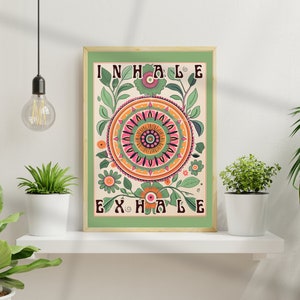 Sage Green Inhale Exhale Print - Boho Wall Art - Sage Green Mandala ...