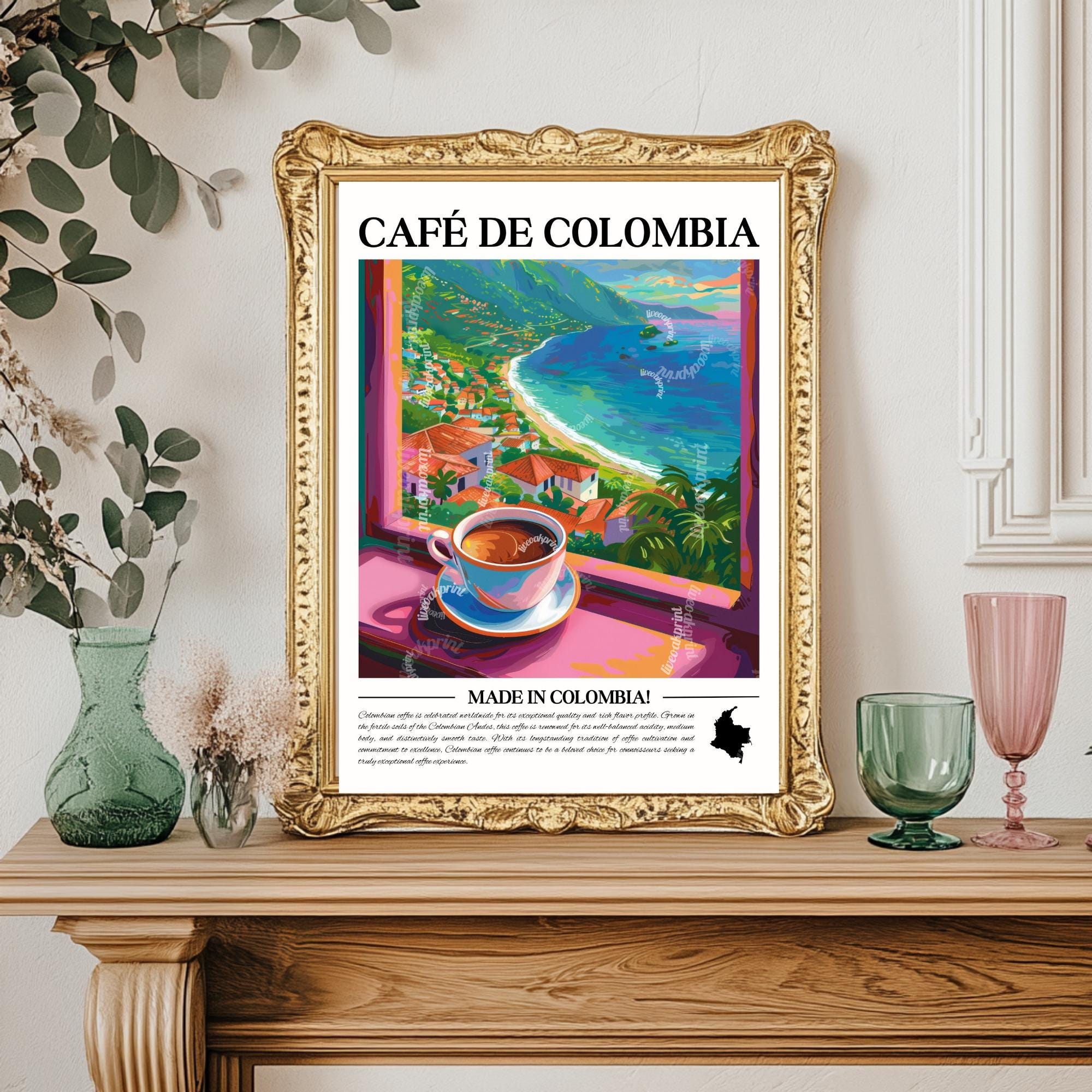 Café De Colombia Wall Art - Colombian Coffee Print Colombia Kitchen ...