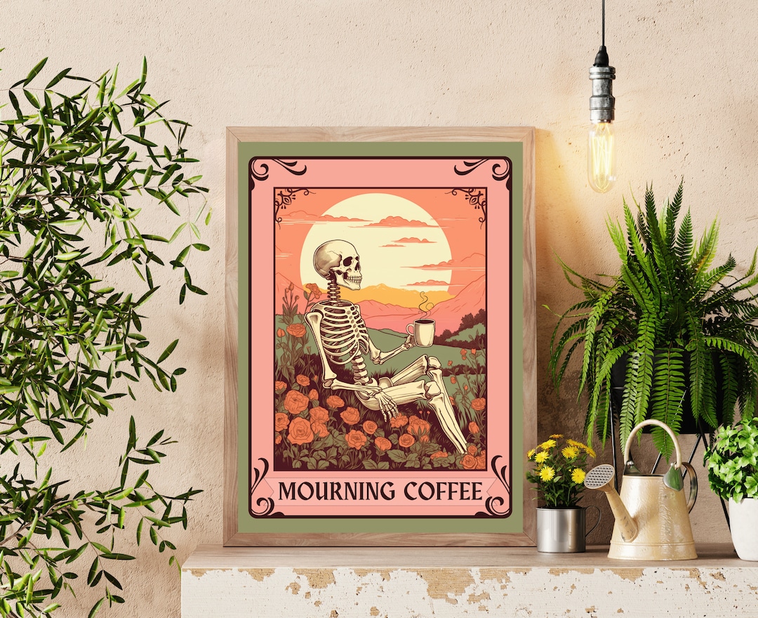 Mourning Coffee Sign - UNFRAMED - Gothic Kitchen Art - Spooky Kitchen ...