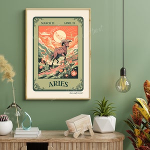 Aries Tarot Print Aries Tarot Card Poster Aries Wall Art Aries Zodiac Wall Art Aries Astrology ...
