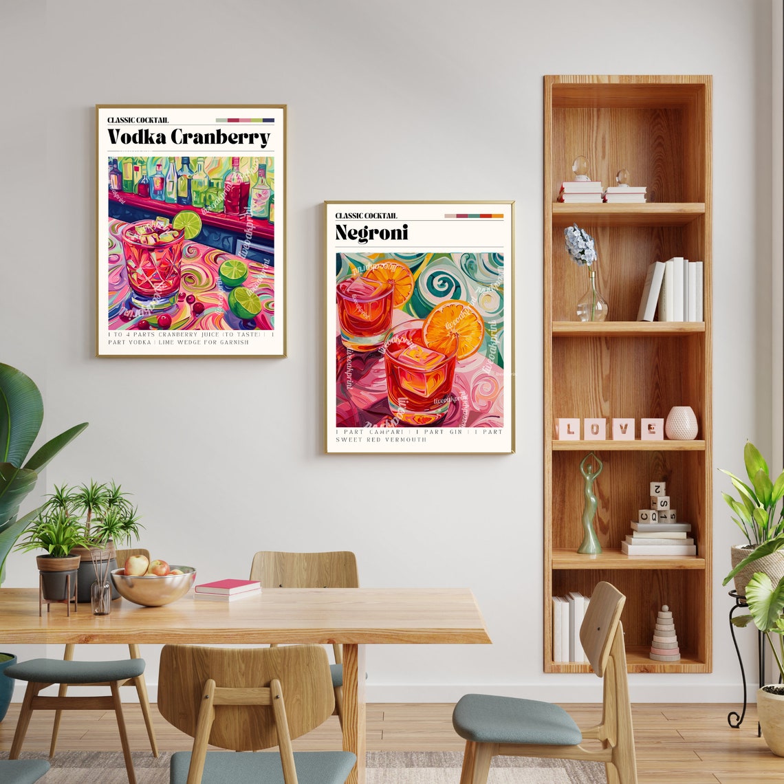 Vodka Cranberry Print - Cocktail Wall Art - Cute Bar Cart Art - Classic ...