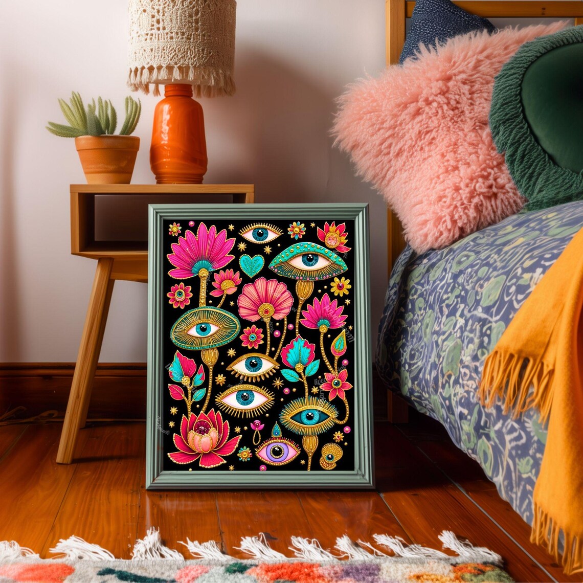 Magical Forest Wall Art - Surreal Eye Maximalist Decor for Bedroom or ...