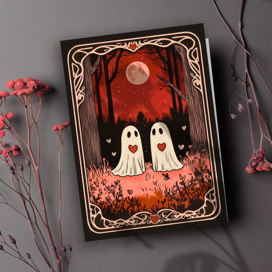 Spooky Valentine’s Day Cards - Gothic Greeting Cards - Ghosts in Love ...