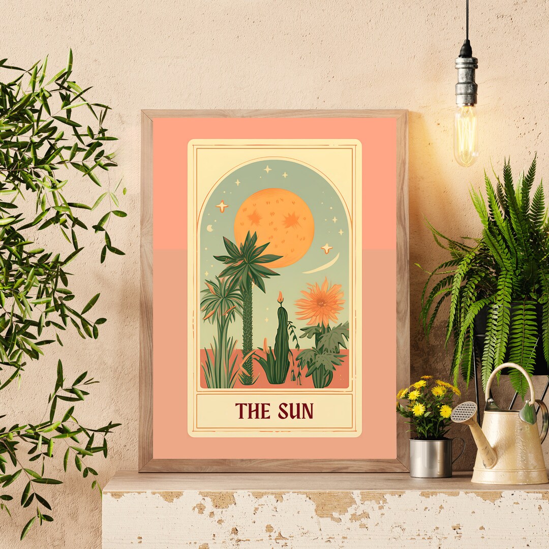The Sun Tarot Card - the Sun Print - Tarot Card Art - Boho Wall Art ...