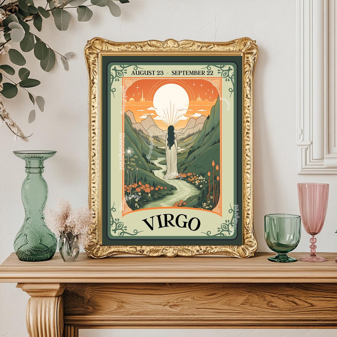 Virgo Tarot Print – Virgo Gift, Virgo Art Print Zodiac Wall Art ...