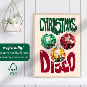 Christmas Disco Print - Vibrant Disco Christmas Print | Festive Wall ...