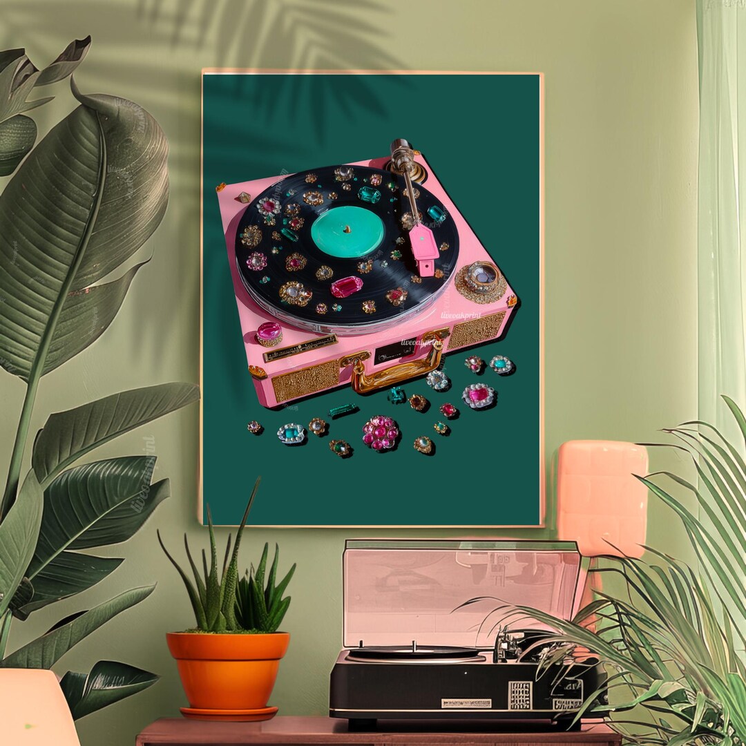 Retro Record Print - Fashion Wall Art Glam Room Decor Y2K Wall Art ...