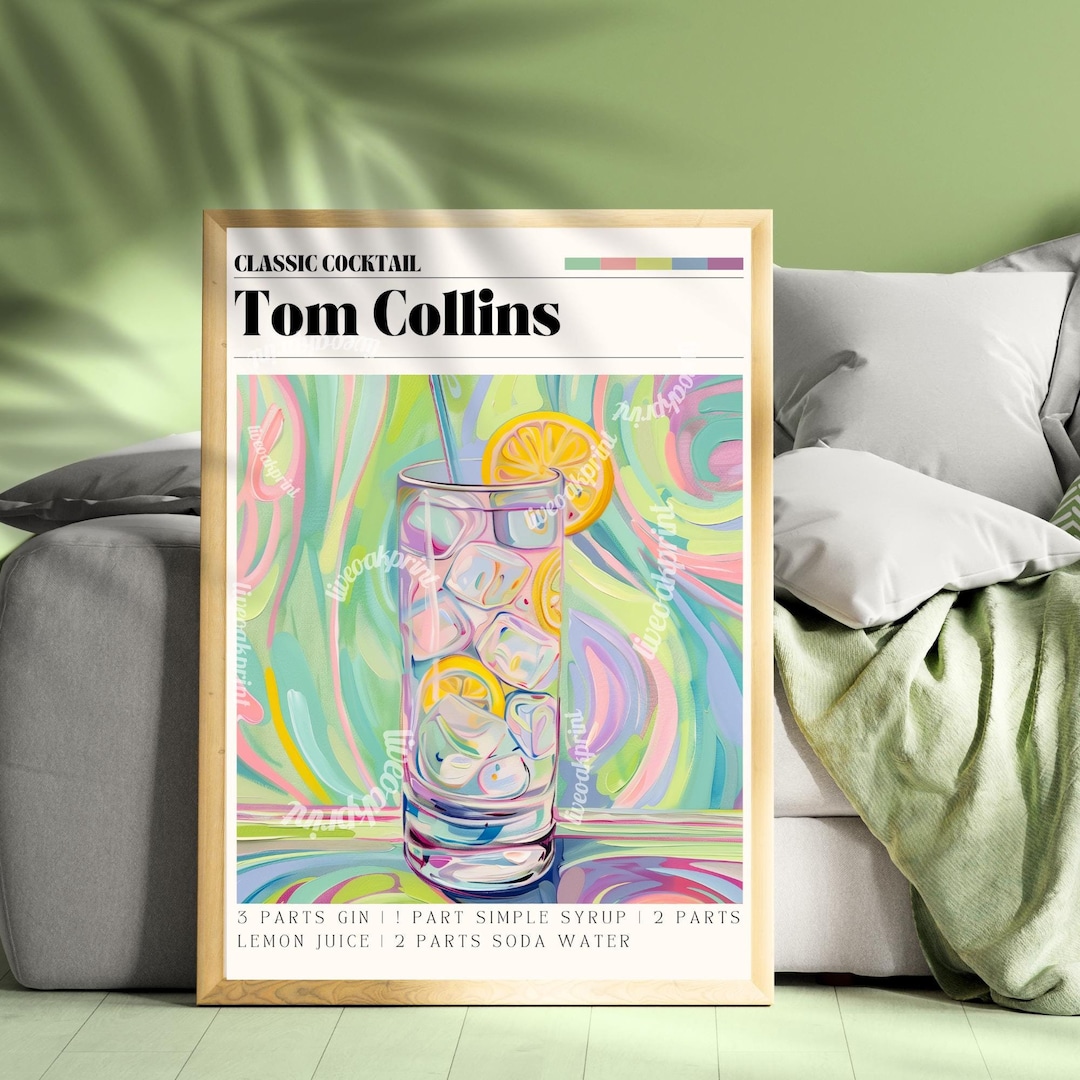 Tom Collins Print - Tom Collins Wall Art - Bar Cart Art - Classic ...