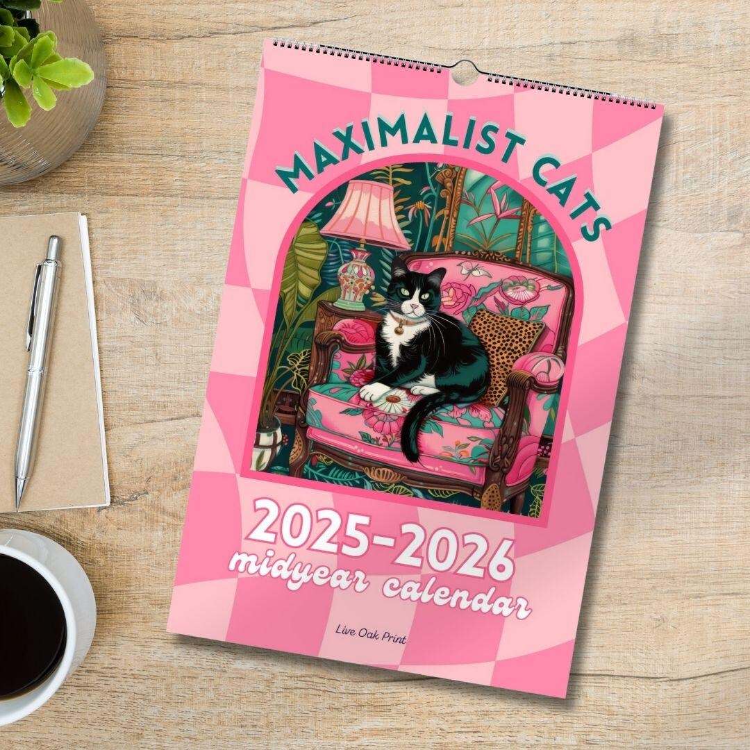 2025–2026 Midyear Cat Calendar – Maximalist Wall Calendar – July Start ...
