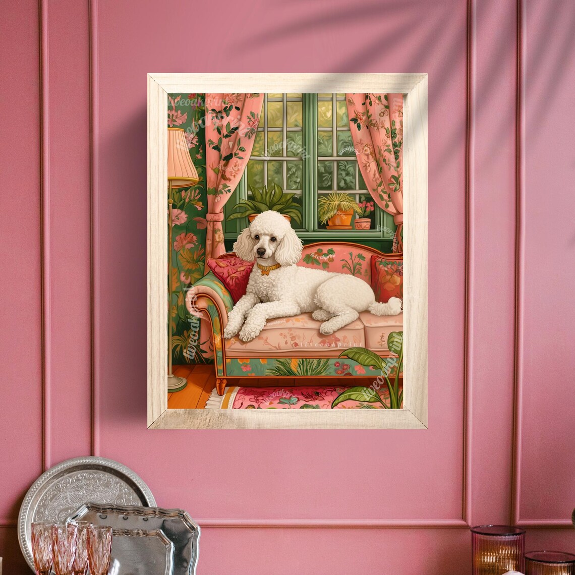 Poodle Lounging on a Luxury Sofa – Maximalist Wall Art – Poodle Dog ...