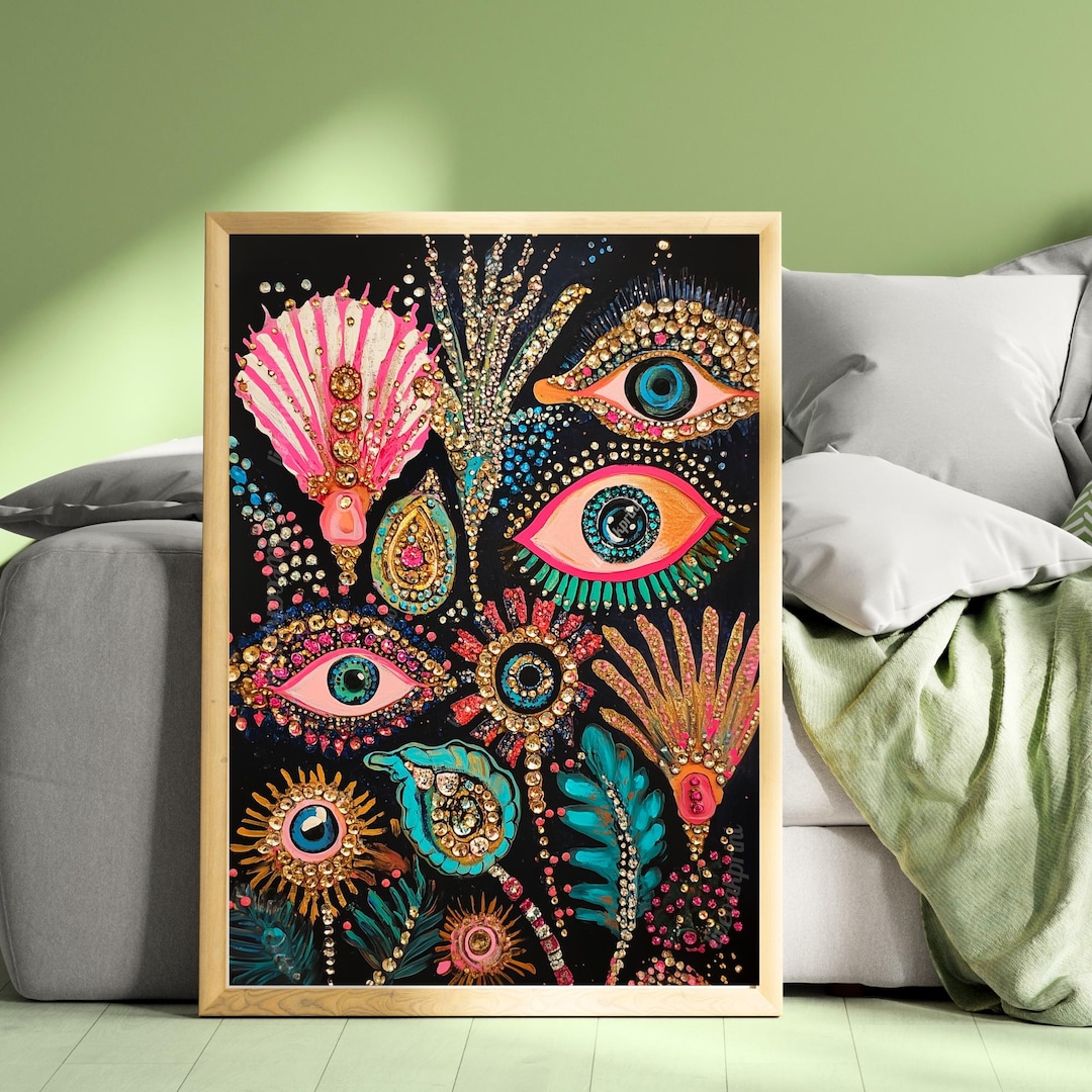 Surreal Eyeball Art Print – Dark Wall Decor Maximalist Wall Art ...