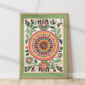 Sage Green Inhale Exhale Print - Boho Wall Art - Sage Green Mandala ...