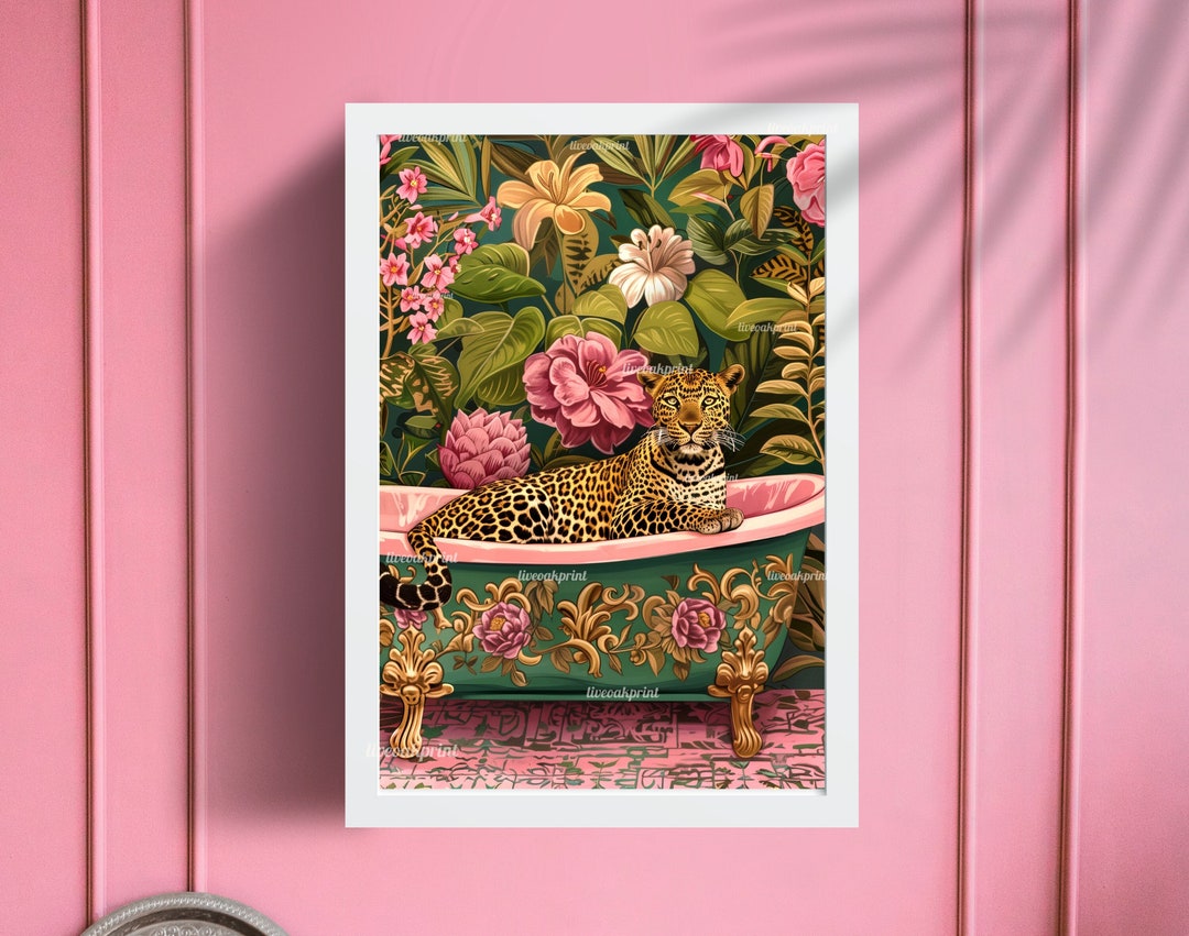 Luxurious Leopard in A Bathtub - Maximalist Bathroom Decor - Leopard ...