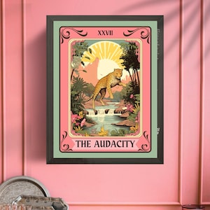 The Audacity Tarot Card Print - Leopard Wall Art Boho - Cheetah Wall ...