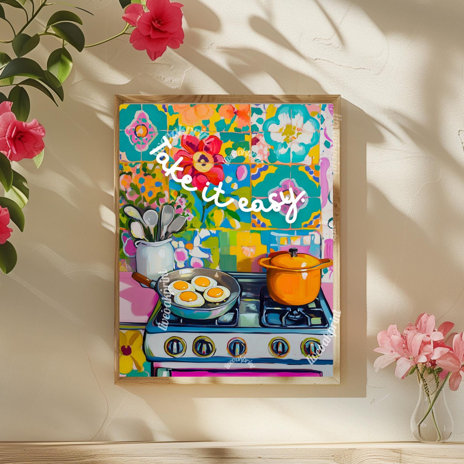 Eggs Over Easy Kitchen Print – Colorful Eclectic Wall Art - Etsy