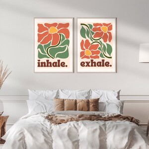 Inhale, Exhale. Two Print Set - Meditation Room Print - Neutral Boho ...