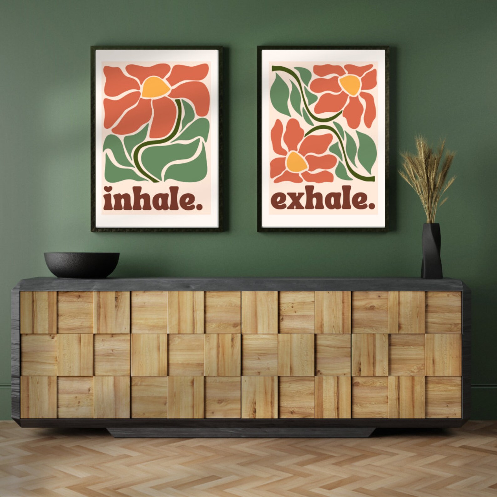 Inhale, Exhale. Two Print Set - Meditation Room Print - Neutral Boho ...
