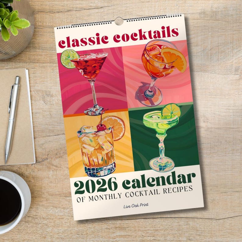 2026 Cocktail Calendar - 2026 Monthly Cocktail Recipe Calendar Cocktail ...