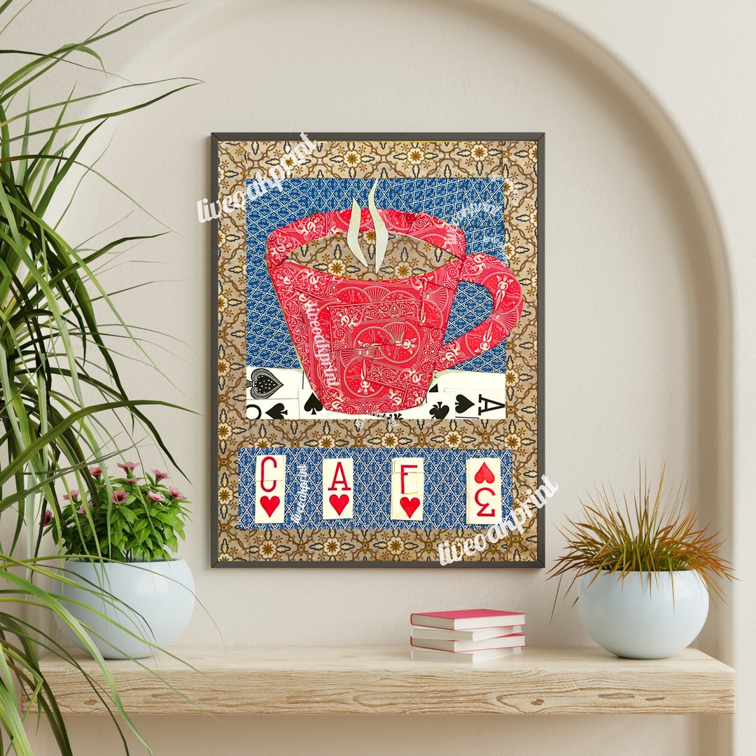 Playing Card Coffee Collage Unique Coffee Print Coffee Collage Print ...