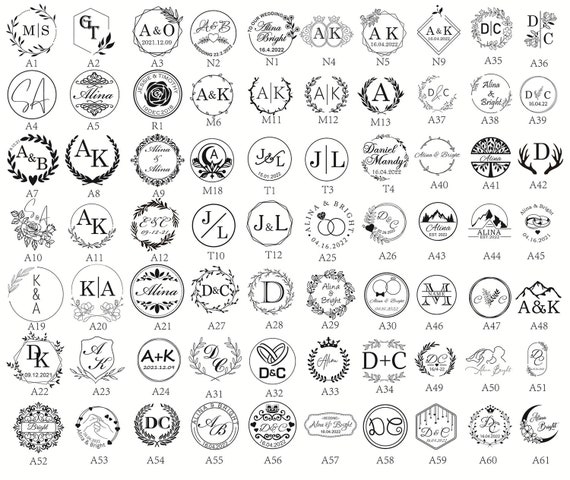 80 Designs Custom Wax Seal Stamp Multiple Patterns Wedding - Etsy UK