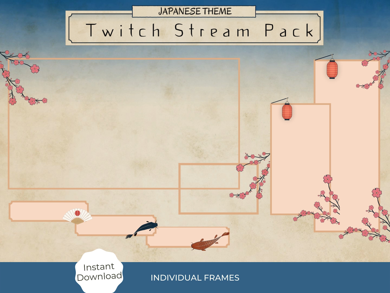 Animated Twitch Overlay Japanese Sakura Stream Overlay Package - Etsy